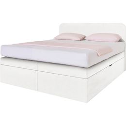 Boxspringbett, B:145cm L:212cm, weiß, Westfalia Schlafkomfort, Box und Kopfteil: Microvelours (100% Polyester) oder Kunstleder (Polyurethan);Bezug