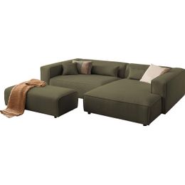 Ecksofa, B:288cm H:66cm T:198cm, grün, LeGer Home by Lena Gercke, 100% Polyester, Sofas, "PIARA XXL, L-Form, Schlaffunktion, Cord, Leinenoptik o.