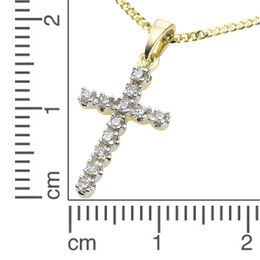 Damen Kette mit Anh&auml;nger "Gold 585 Kreuz mit 12x Diamant zus. 0,12ct.", 42/45cm, 0,12, Gold, L: 45 B: 10mm, gelb, Diamonds by Ellen K., Gold, B:10mm,