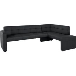 Eckbank, B:197cm H:82cm T:265cm, schwarz, exxpo - SOFA FASHION, Microfaser (Zusammensetzung: 100% Polyester);Lederfaserstoff (Grundgewebe 41%