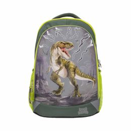 Depesche Jungen Rucksack "Schulrucksack Dino World 44 x 33 cm grau-grün", grau, Polyester, Rucksäcke