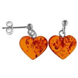OSTSEE-SCHMUCK Damen Paar Ohrh&auml;nger "- Herz - Silber 925/000 - Bernstein", Silber 925 (Sterlingsilber), silber, Silber 925 (Sterlingsilber), Ohrringe