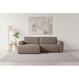 Schlafsofa Home Affaire, B:250cm H:82cm T:143cmbraun, 100% PES, Sofas, "Noord Schlafecksofa, Breite 250 cm", Cord, Struktur, Webstoff, mit