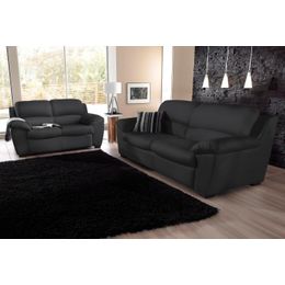 Sitzgruppe COTTA, T:89cm, schwarz, Wohnzimmer, Sitzmöbel-Sets, "Dani", Set bestehend aus: 2-Sitzer & 2,5-Sitzer
