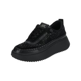 Steve Madden Damen Plateausneaker "Steve Madden Sneaker Lederimitat/Textil", Gr. 40, schwarz, Lederimitat, Textil, Schuhe