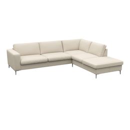 Ecksofa FLEXLUX, B:273cm H:85cm T:225cm, wei&szlig;, 100% Echteder, Wohnzimmer, Sofas, "Fiore, super Sitzkomfort durch Kaltschaum im Sitz, L-Form", breite
