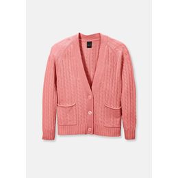 Madeleine Mode MADELEINE Damen Strickjacke "Strickjacke Strickjacke mit Zopfmuster in angesagten Farben"geranie, Gr. 40, Obermaterial: 35% Viskose CV. 30% Wolle WO.