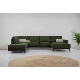 Wohnlandschaft OTTO HOME, B:345cm H:85cm T:210cm, grün, 100% Polyester, Sofas, "XXL Sofa Oland, Struktur, Flachgewebe, Luxus-Microfaser, Boucle",
