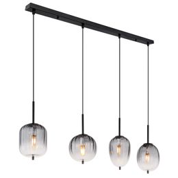 Globo LIGHTING Hängeleuchte "ATTILA", 4, H: 120cm, 1 Stk.schwarz, Esszimmer, Leuchten, Hängelampe/Pendelleuchte/verschiedene Gläser/Glas rauchfarben