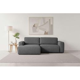Schlafsofa Home Affaire, B:250cm H:82cm T:143cmanthrazit, 100% PES, Sofas, "Noord Schlafecksofa, Breite 250 cm", Cord, Struktur, Webstoff, mit