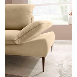 Ecksofa W.Schillig, B:294cm H:87cm T:185cm, beige, Chenille-Flachgewebe R66 (85% Polyester, 15% Nylon);Longlife Xtra-Leder Z59: Glattleder mit