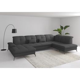 Sit & More Wohnlandschaft SIT & MORE, B:357cm H:90cm T:231cm, grau, 95% Polyester, 5% Polyamid, Sofas, "Amica, U-Form, inkl. Sitztiefenverstellung und
