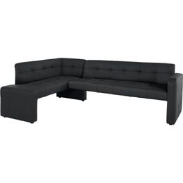 Eckbank, B:157cm H:82cm T:245cm, schwarz, exxpo - SOFA FASHION, Microfaser (Zusammensetzung: 100% Polyester);Lederfaserstoff (Grundgewebe 41%