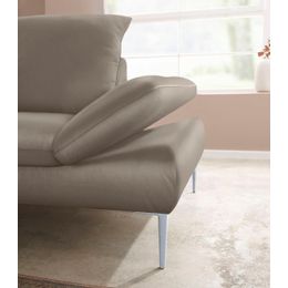 Ecksofa W.Schillig, B:294cm H:87cm T:185cm, braun, Chenille-Flachgewebe R66 (85% Polyester, 15% Nylon);Longlife Xtra-Leder Z59: Glattleder mit