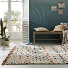 Teppich FLAIR RUGS, B:120cm H:20mm L:170cm, bunt, Kunstfaser, Wohnzimmer, Teppiche, "PRAIRIE", mit Fransen und verspieltem Design