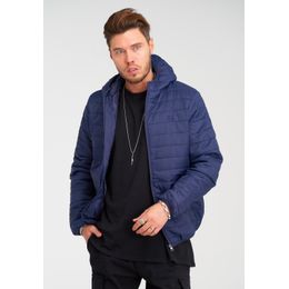 behype Herren Steppjacke "JANNOS", blau, Gr. S, unifarben, 100% Polyester, Jacken, mit wärmender Kapuze