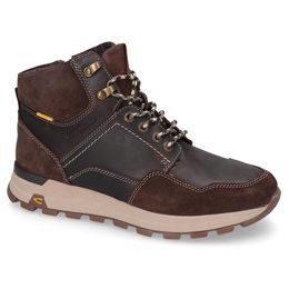 Camel Active Herren Schnürboots, Gr. 42, braun, Leder, Basic, Schuhe, Schnürboos, High Top Sneaker, Winterboots mit Wechselfußbett