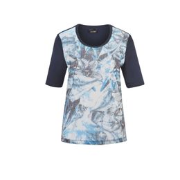 GOLDNER Damen Kurzarmshirt "Kurzgr&ouml;&szlig;e Shirt mit Pailletten", blau, Gr. 19, Obermaterial: 92% Viskose CV. 8% Elasthan EL., Shirts