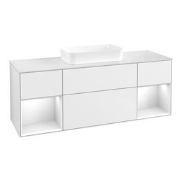 Villeroy & Boch Villeroy und Boch Finion Waschtischunterschrank F741GFGF 160x60,3x50,1cm, Regale Glossy white lacquer, Glossy white lacquer