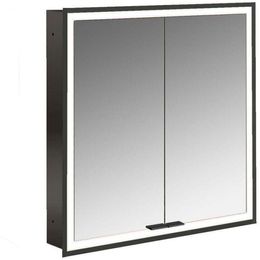 Emco prime Unterputz-Lichtspiegelschrank 949713571 600x730mm, 2-t&uuml;rig, schwarz/spiegel