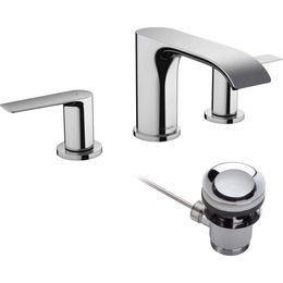 Hansgrohe Vivenis Waschtisch-3-Loch-Armatur 75033000 mit Zugstangen-Ablaufgarnitur, chrom