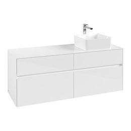 Villeroy & Boch Villeroy und Boch Collaro Waschtischunterschrank C04700DH 140 x 54,8 x 50 cm, Waschtisch rechts, Glossy White