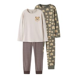 name it Schlafanzug Jungen Gr&ouml;&szlig;e 122/128 sand / cappuccino / dunkelbraun / tanne