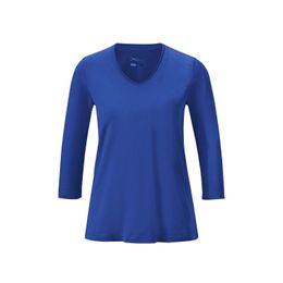 GOLDNER Damen 3/4-Arm-Shirt "Shirt mit V-Ausschnitt", blau, Gr. 40, Obermaterial: 100% Baumwolle CO., Shirts
