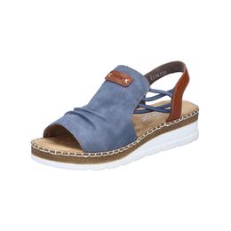 Rieker Damen Keilsandalette "Rieker Sandalen Textil", Gr. 41, blau, Textil, Schuhe