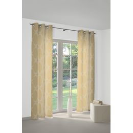 Vorhang WIRTH, B:135cm H:175cm, beige, Jacquard, Polyacryl, Polyester, Wohnzimmer, Gardinen, "Lahstedt"