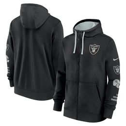 Nike Damen Kapuzenpullover "Nike Hoodie Las Vegas Raiders Nike Full-Zip Fleece", schwarz, Gr. XL, 82% Baumwolle, 18% Polyester, Pullover