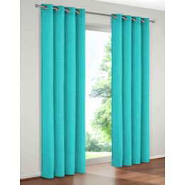 Vorhang WIRTH, B:132cm H:180cm, blau, Chenille, Polyacryl, Wohnzimmer, Gardinen, "Holmsund 288g/qm"