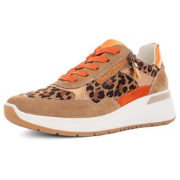 Ara Damen Keilsneaker "GARDA", Gr. 2,5, orange, Glattleder, Veloursleder, animal-print, kontrastfarbene Details, Schuhe, Plateausneaker, Keilsneaker