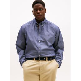 Tommy Hilfiger Big & Tall Herren Langarmhemd "BT-FLEX POPLIN MICRO", blau, Gr. XXL, TOMMY HILFIGER BIG & TALL, gemustert, Web, Obermaterial: 100% Baumwolle, Hemden, Gro&szlig;e