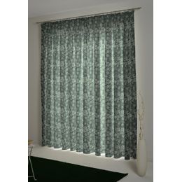 Vorhang Adam, B:142cm H:255cm, gr&uuml;n, Jacquard, Baumwolle, Wohnzimmer, Gardinen, "Flower Cuv&eacute;e", aus 100% Bio-Baumwolle