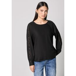 Damen Langarmbluse, schwarz, Gr. 38, STREET ONE STUDIO, unifarben, Stoff, 100% Viskose, Blusen, aus softer Viskose