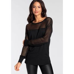 Melrose Damen Ajourpullover, schwarz, Gr. 36, Feinstrick, Obermaterial: 70% Viskose, 30% Polyamid, Pullover, mit trendy Lochmuster