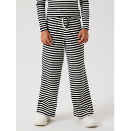 name it M&auml;dchen Jerseyhose "NKFSURAJA STRAIGHT PANT NOOS", schwarz, Gr. 152, gestreift, Rippware, Obermaterial: 95% Baumwolle, 5% Elasthan, Hosen
