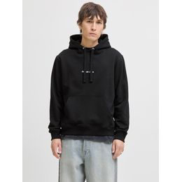 Jack & Jones JACK & JONES Jungen Kapuzensweatshirt "JORNORREBRO EMB SWEAT HOOD NOOS", schwarz, Gr. M, unifarben, angeraute Sweatware, Obermaterial: 89% Baumwolle,