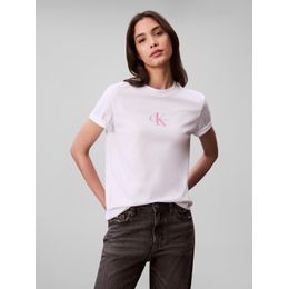 Damen Kurzarmshirt "SS 20s CLASSIC LOGO TEE", wei&szlig;, Gr. L, Calvin Klein Jeans, unifarben, Single Jersey, Obermaterial: 100% Baumwolle, Shirts, Mit