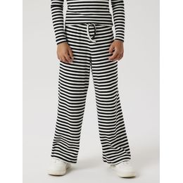 name it M&auml;dchen Jerseyhose "NKFSURAJA STRAIGHT PANT NOOS", schwarz, Gr. 116, gestreift, Rippware, Obermaterial: 95% Baumwolle, 5% Elasthan, Hosen