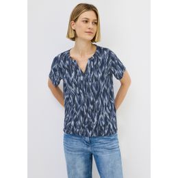 Cecil Damen Print-Shirt, blau, Gr. M, bedruckt, Web, 100% Baumwolle, Shirts, 2in1 Optik