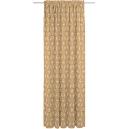 Vorhang Adam, B:142cm H:255cm, gelb, Jacquard, Baumwolle, Wohnzimmer, Gardinen, "Retro Floret", aus 100% Bio-Baumwolle