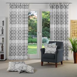 Vorhang WIRTH, B:132cm H:175cm, grau, Jacquard, Baumwolle, Polyester, Wohnzimmer, Gardinen, "Zirbello"