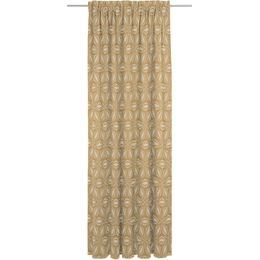 Vorhang Adam, B:142cm H:245cm, gelb, Jacquard, Baumwolle, Wohnzimmer, Gardinen, "Retro Floret", aus 100% Bio-Baumwolle