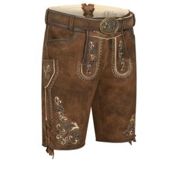 N&uuml;bler N&Uuml;BLER Herren Trachtenlederhose "Lederhosen kurz Latz Manfred"braun, Gr. 46, Obermaterial: 100% Lammleder LEL., Hosen