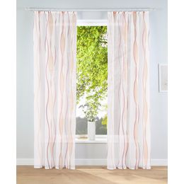 Gardine my home, B:140cm H:145cm, orange, Voile, Polyester, Wohnzimmer, Gardinen, "Dimona", 2er-Set, Bestseller, Polyester, Wellen