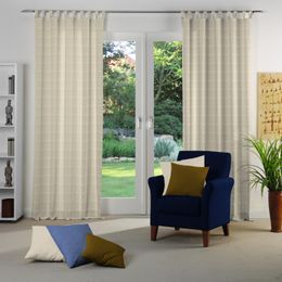 Vorhang WIRTH, B:132cm H:175cm, beige, Chenille, Polyacryl, Wohnzimmer, Gardinen, "Toco-Karo"