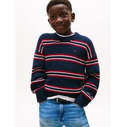 Tommy Hilfiger Jungen Strickpullover "HALF CARDIGAN C-NECK SWEATER", bunt, Gr. 4, gestreift, mehrfarbig, Strick, Obermaterial: 60% Baumwolle, 40%