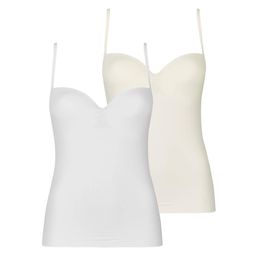 Nina von C. Damen BH-Hemd "2er Pack BH Hemdchen Secret", Gr. 75wei&szlig; champagner, Stoff, Obermaterial: 95% Polyamid PA. 5% Elasthan EL., BHs